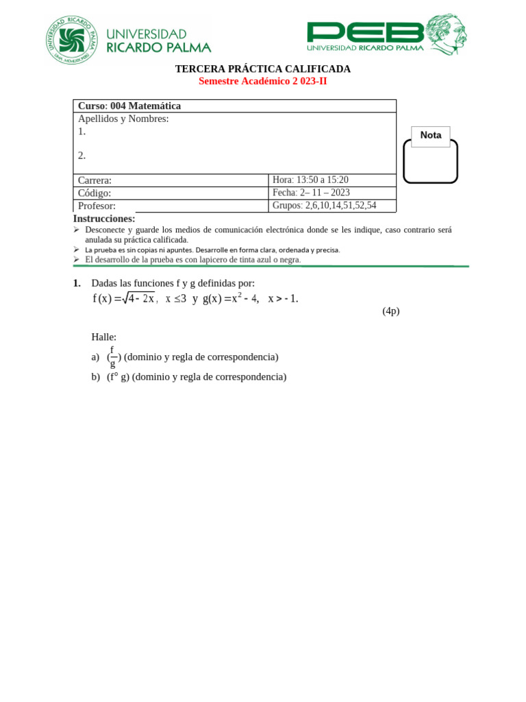 PC3 Ciclo 2 023-Ii | PDF