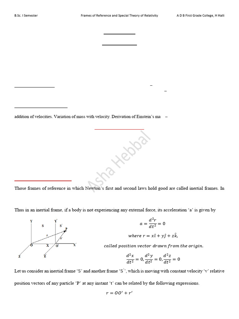 Frames of Reference and Special Theory of Relativity NEP | PDF