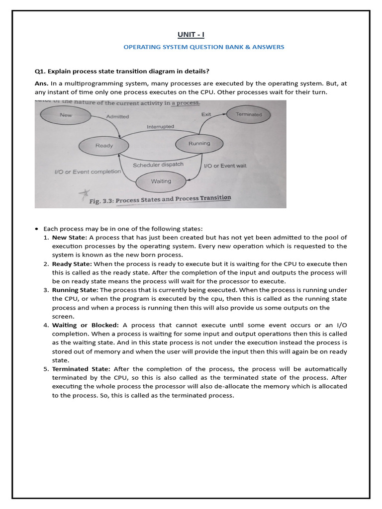 Operating System_ Unit I Question Bank | PDF Operating System_ Unit I Question Bank | PDF