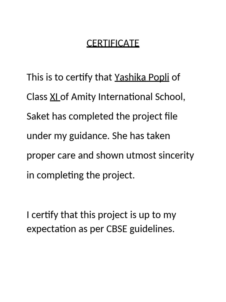 Project Certificate | PDF