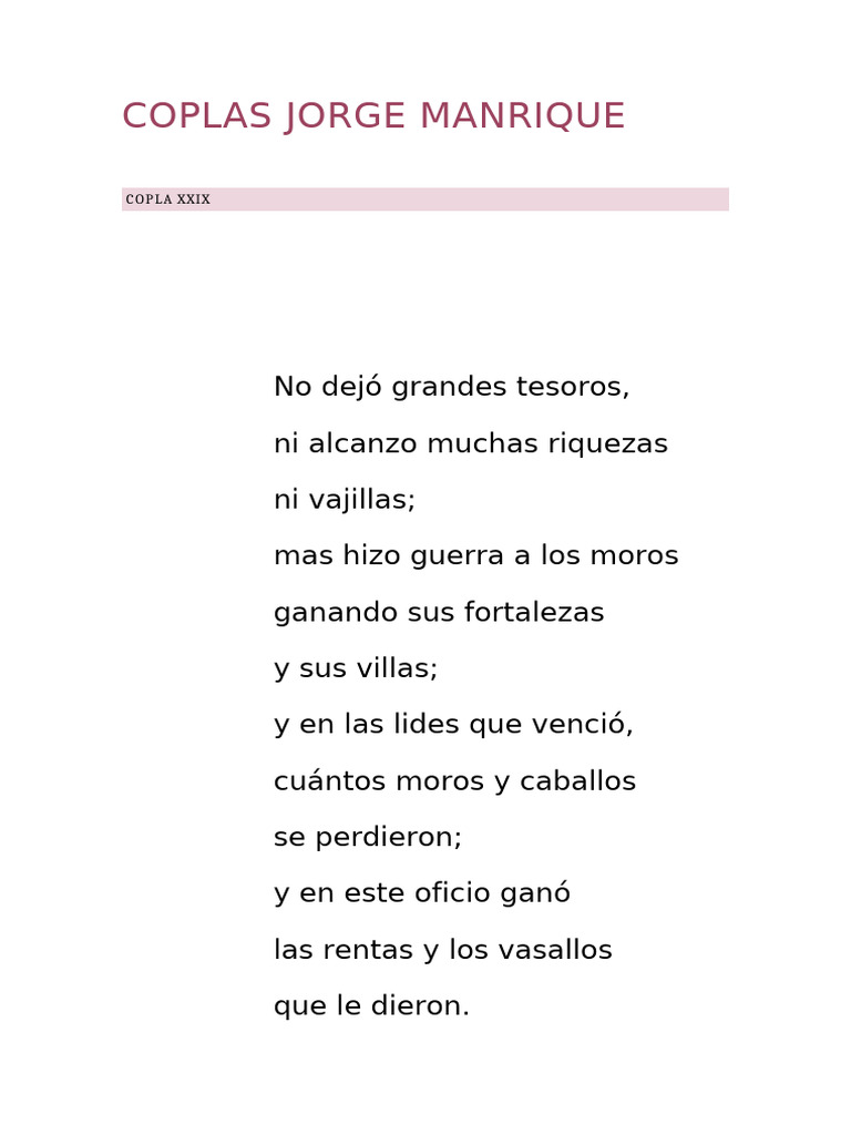 Coplas Jorge Manrique | PDF