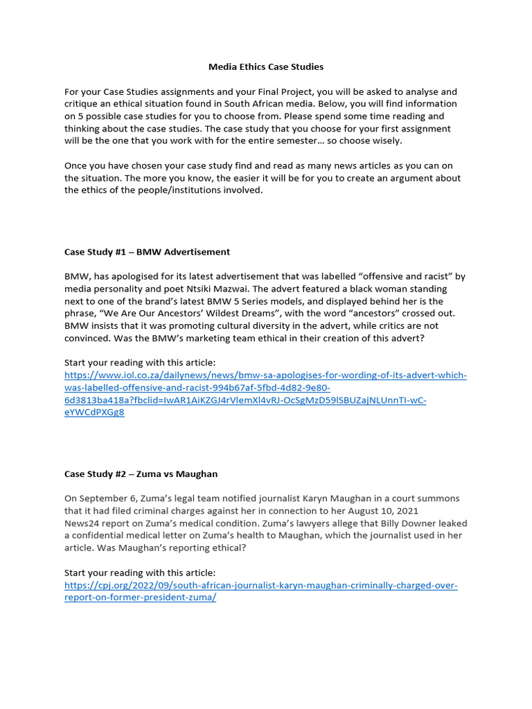 Media Ethics Case Studies | PDF