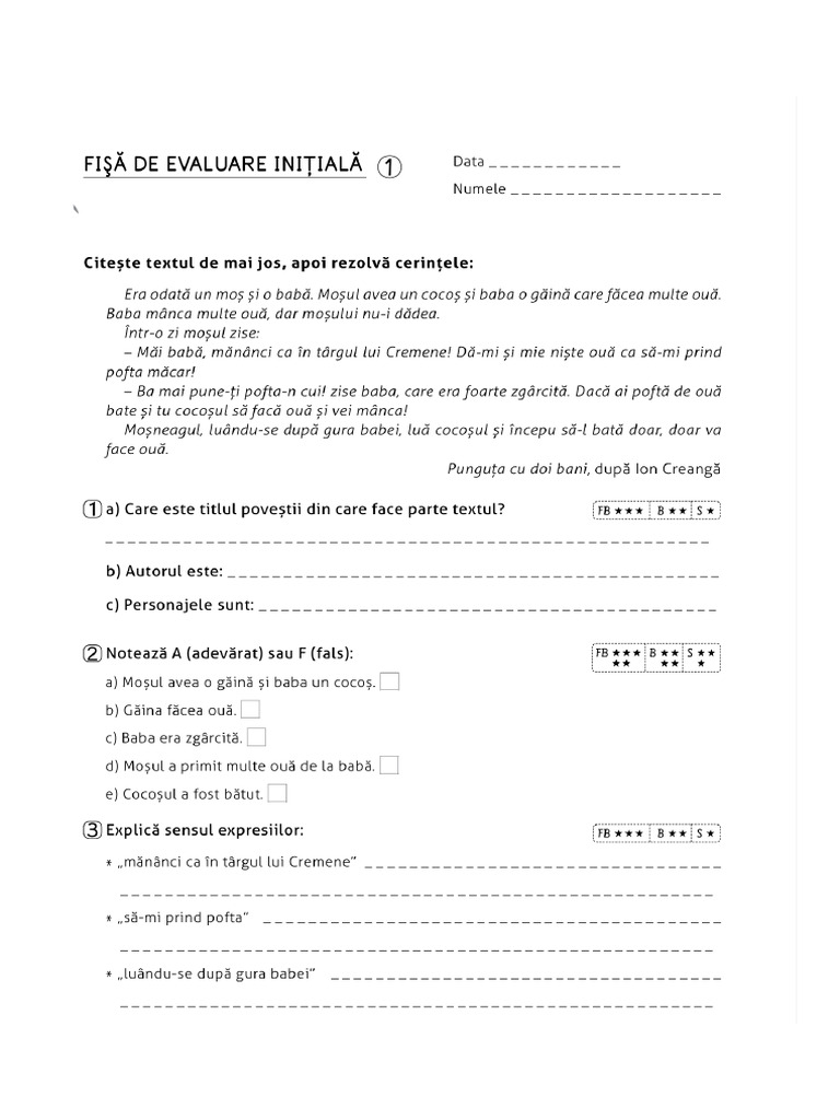 Evaluare Initiala A III A CLR6 | PDF