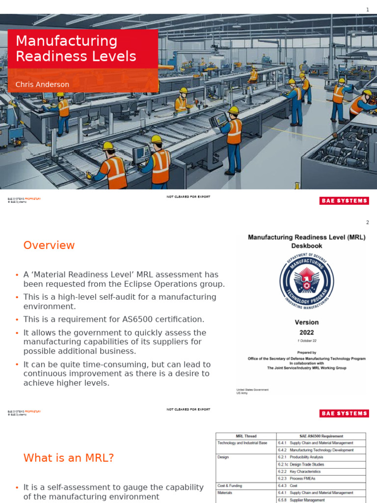 Manufacturing Readiness Levels | PDF