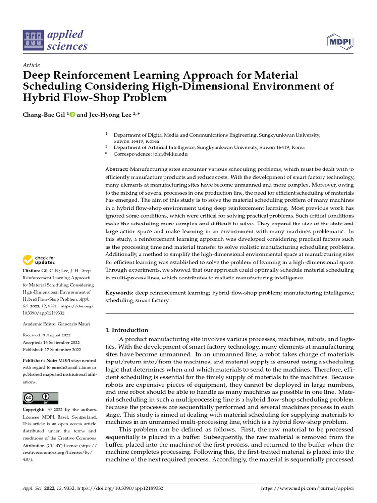 Deep Reinforcement Learning Approach For Material Scheduling Considering High-Dimensional ...