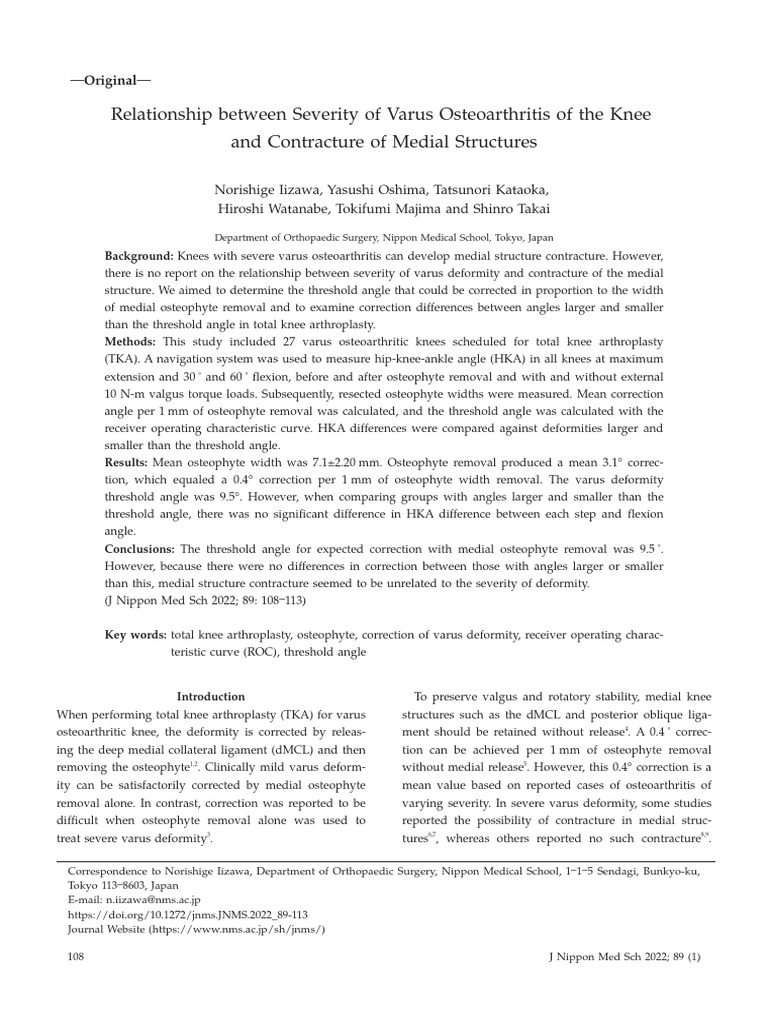 Varus Knee and Contracture | PDF