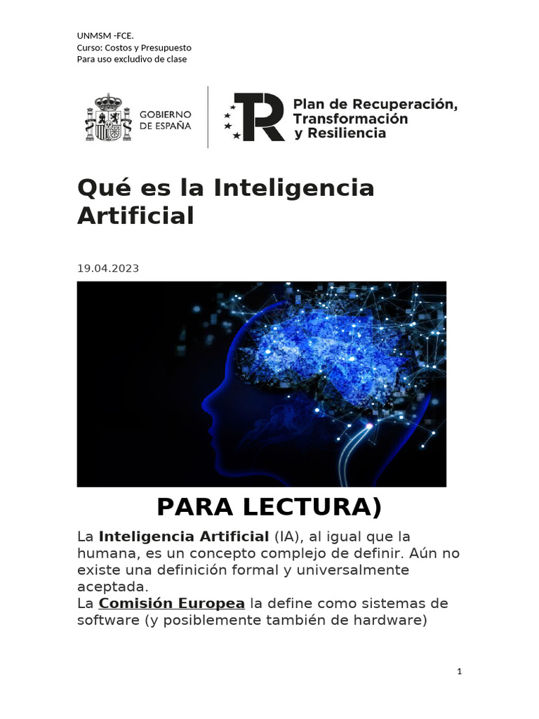 (LECTURA 1) Qué Es La Inteligencia Artificial | PDF