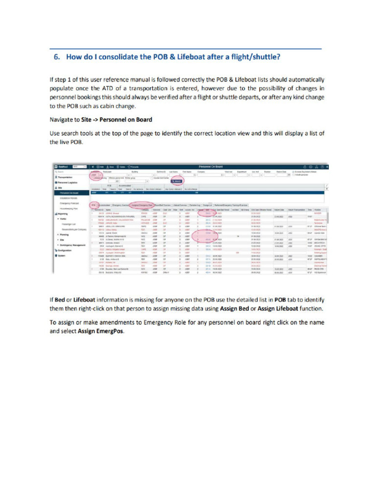 POB and Lifeboat Consolidation | PDF