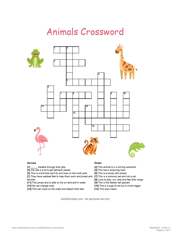 Free Animal Crossword Printable | PDF