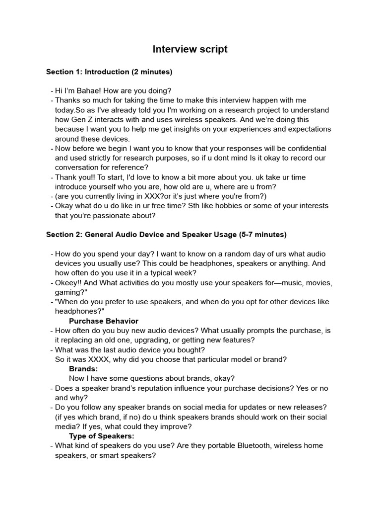 Interview script | PDF