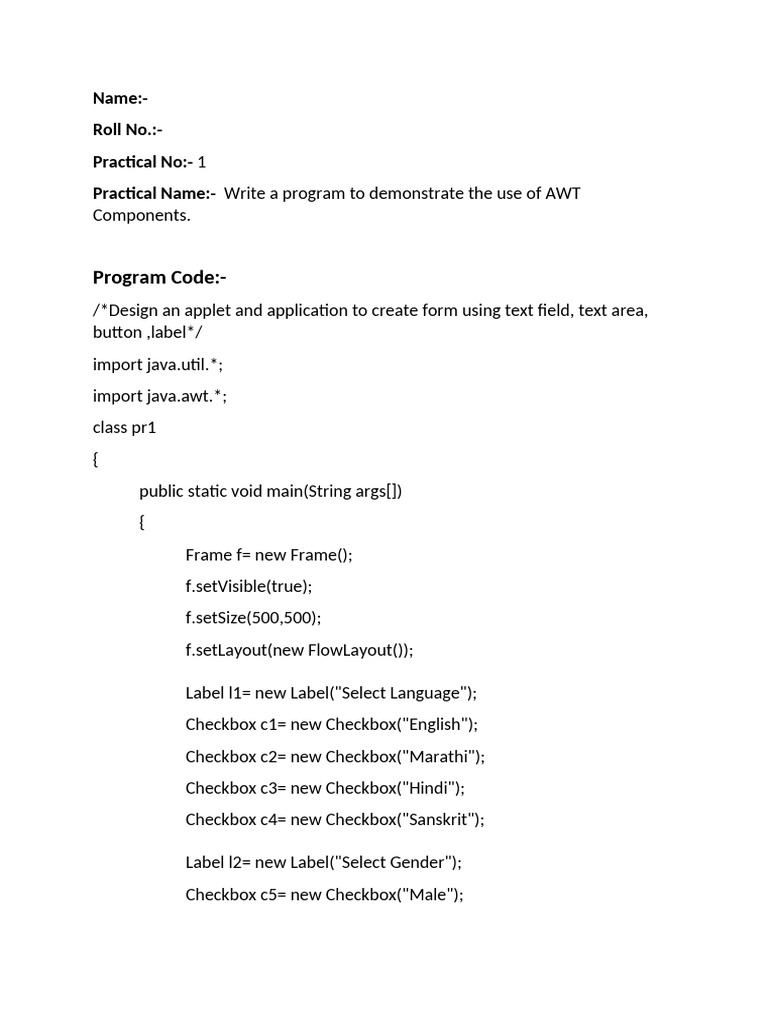 Practical 1 AJP | PDF