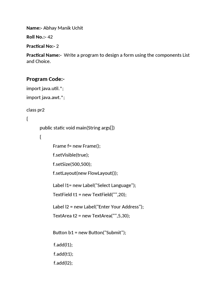 Practical 2 AJP | PDF