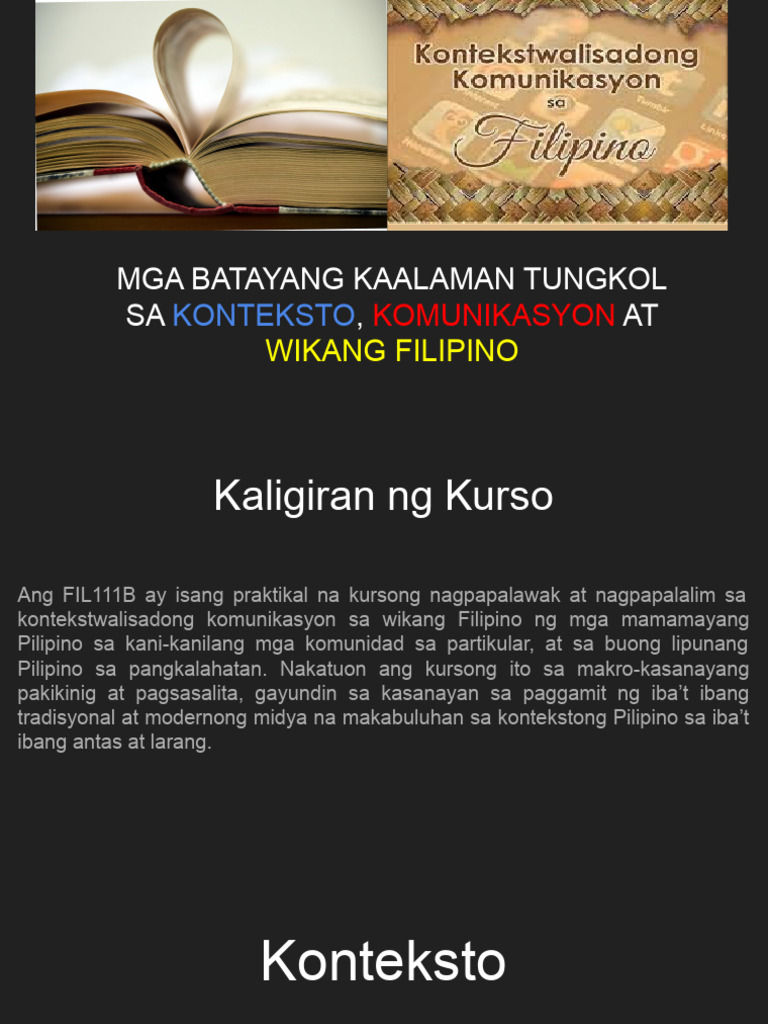 KKF - W1 - Mga Batayang Kaalaman Hinggil Sa Konteksto Komunikasyon at Wika | PDF