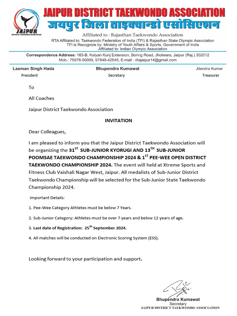 Sub Junior District Letter 2. | PDF