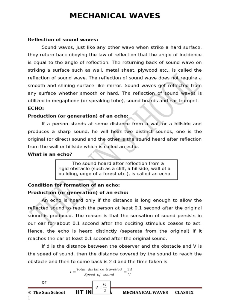 IX Class Mechanical Waves | PDF | Sound | Science & Mathematics