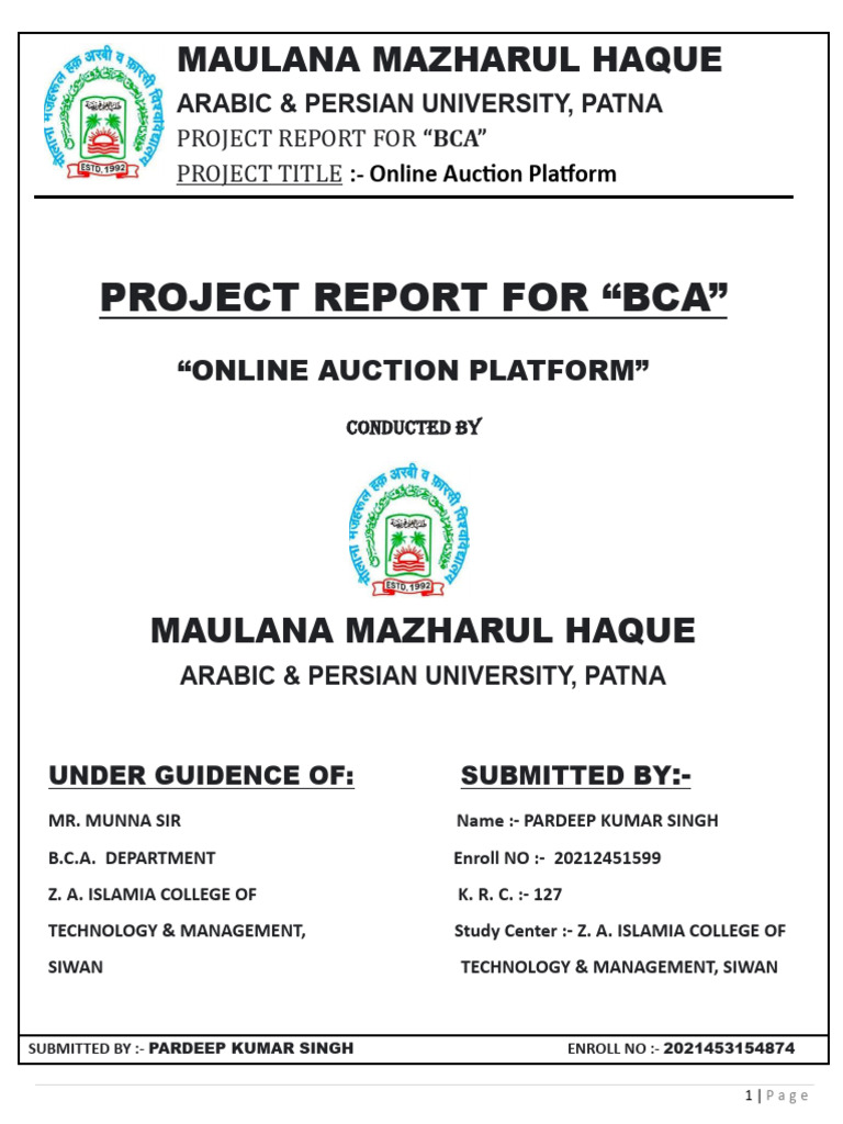 Online Auction Platform For BCA Project | PDF