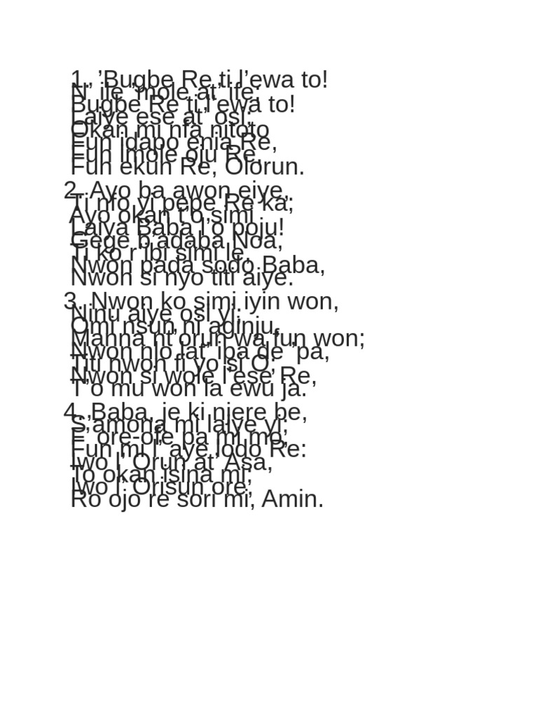 Bugbe Re Ti L'ewa To | PDF