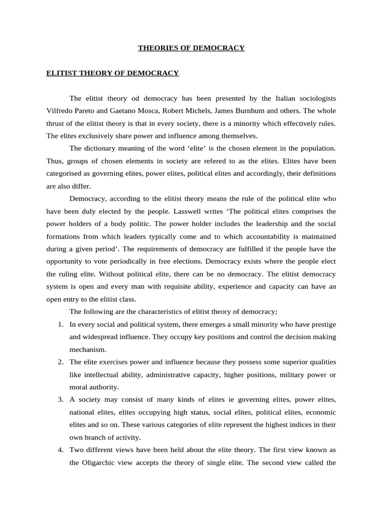 Theories of Democracy | PDF