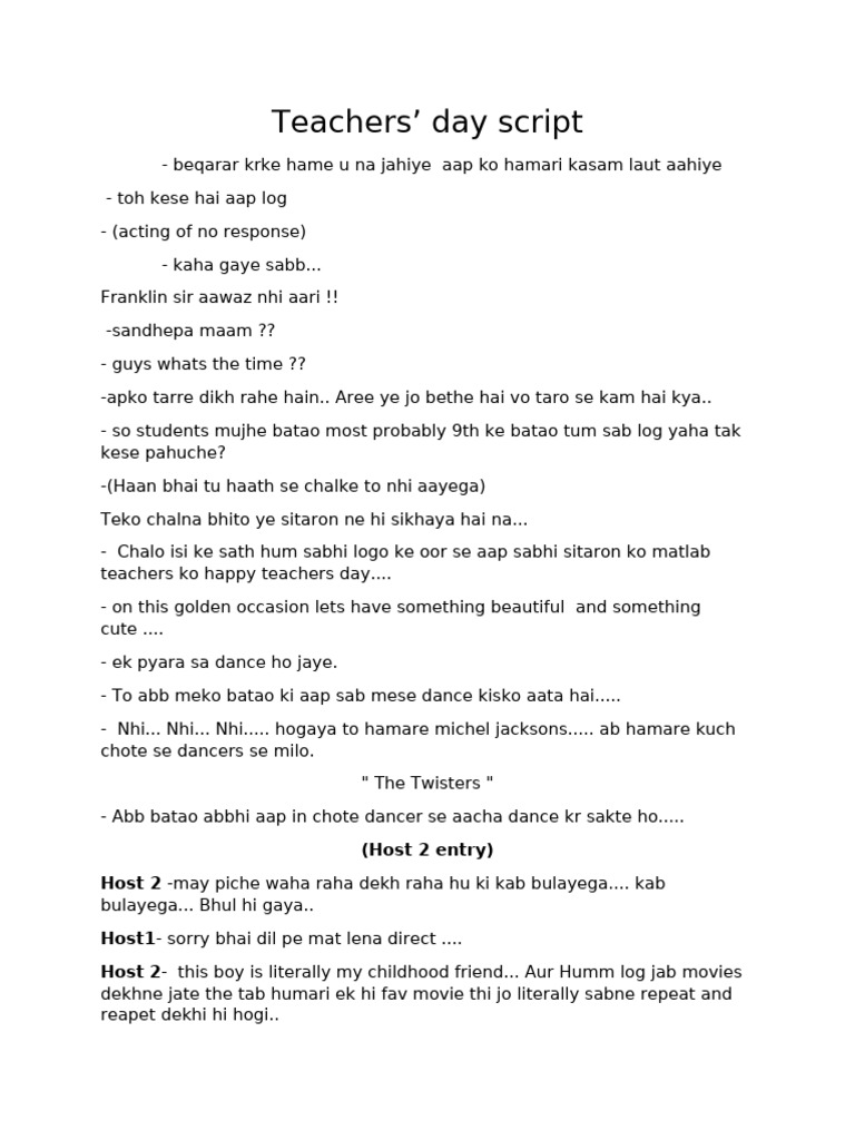 Teachers Day Script | PDF