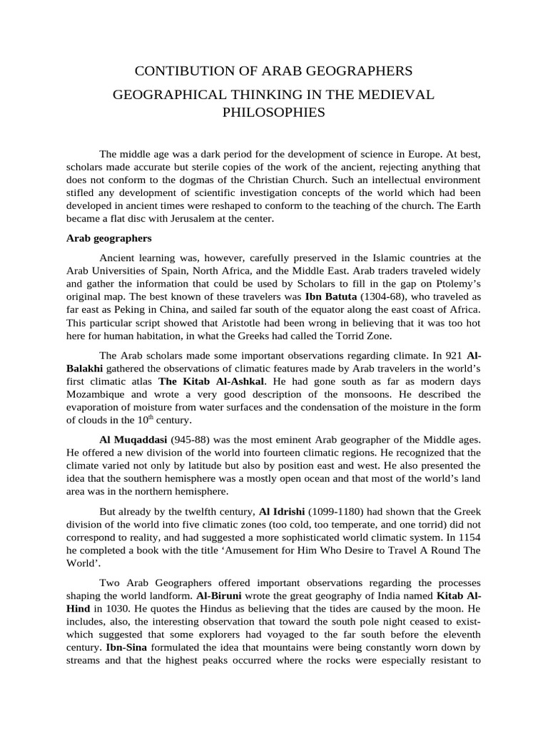 Contibution of Arab Geographers | PDF | Geography | Age Of Discovery