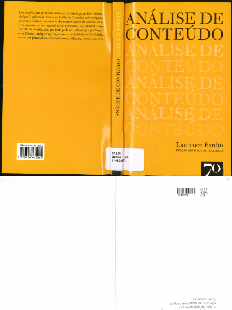 Análise de Conteúdo - Laurence Bardin - 2020, 4 Ed. | PDF