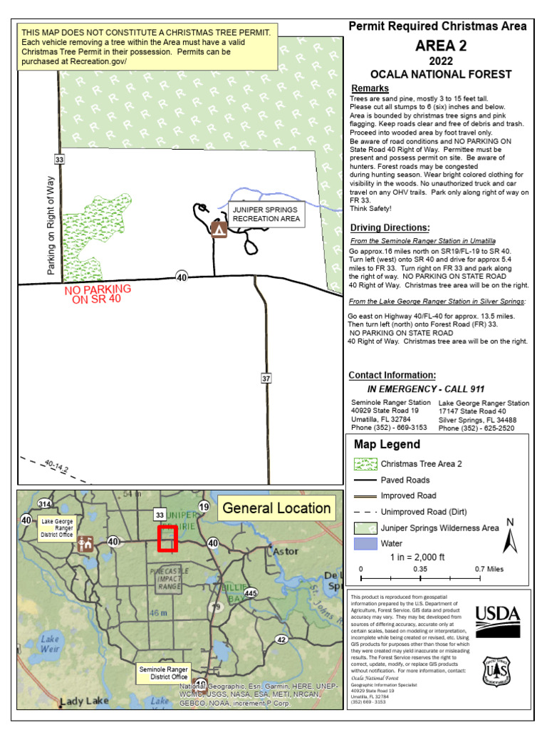 Ocala National Forest Christmas Tree Map | PDF | Geographic Information ...