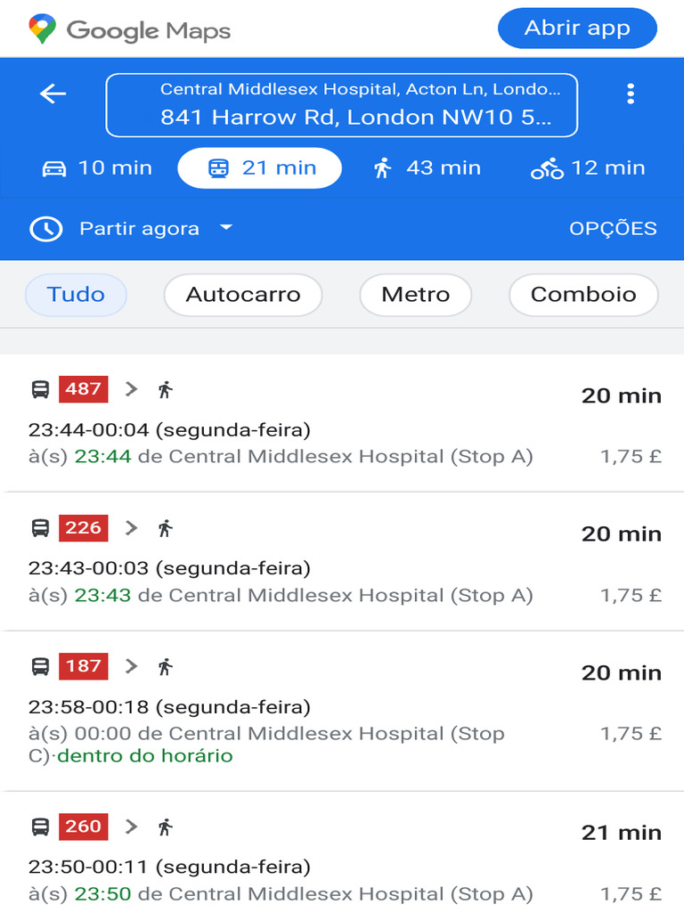 Receber Direções - Acton LN para 841 Harrow RD, London NW10 5NH ...