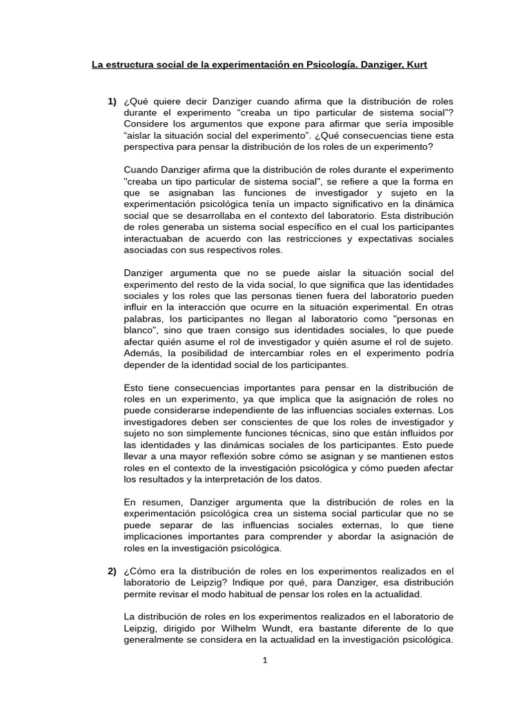 Resumen Danzinger | PDF