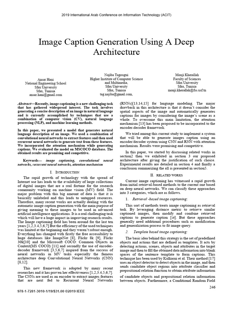 Image Caption Generation Using A Deep Architecture | PDF