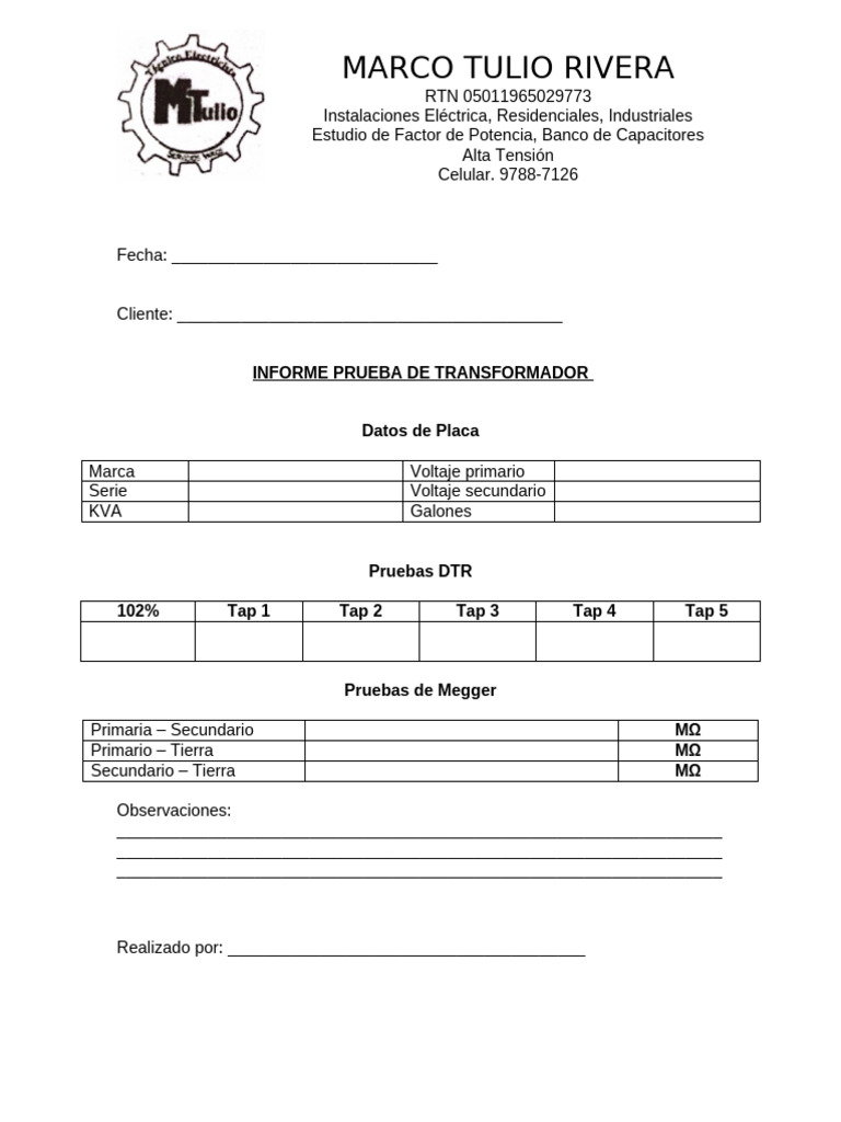 Marco Tulio Rivera Formatos | PDF