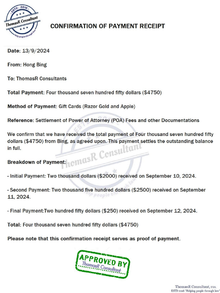 POA Confirmation Receipt | PDF
