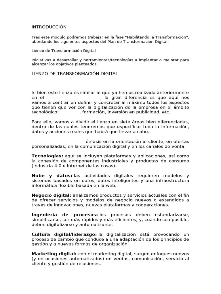 PLAN DE TRANSFORMACIÓN DIGITAL | PDF