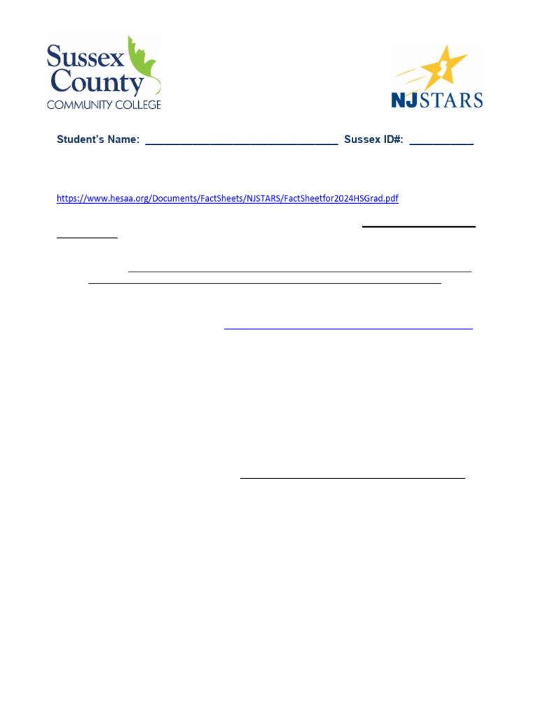 2024 25 NJ Stars Participant Responsibilities Form | PDF