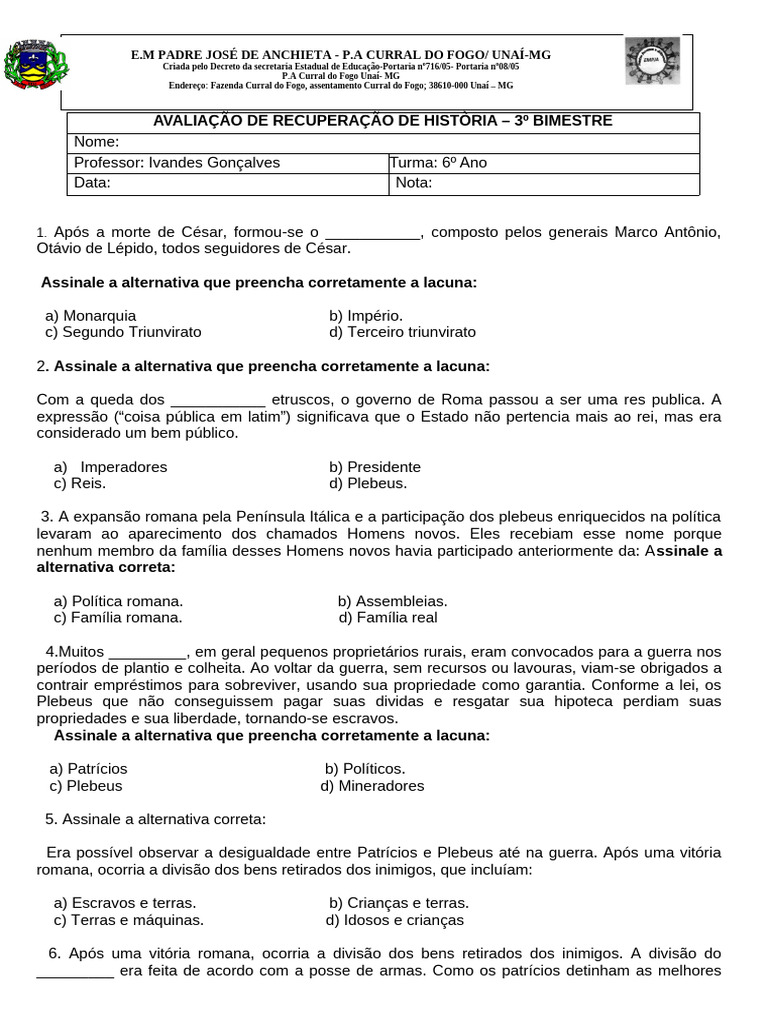 Anchieta Hist 6 Ano | PDF