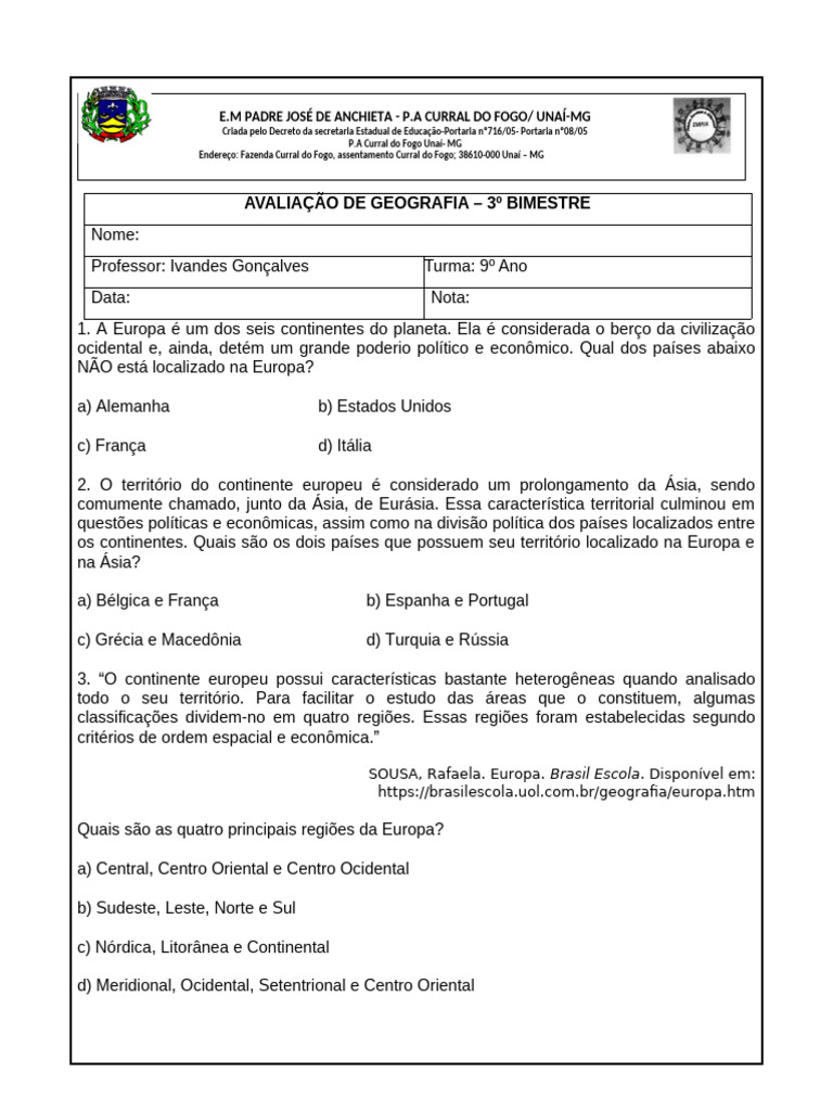 Anchieta 9 Ano | PDF