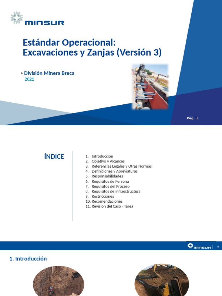 Estándar Operacional de Seguridad - Excavaciones y Zanjas | PDF