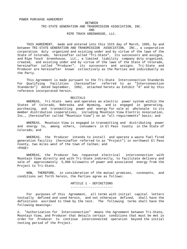 PPA Synthetic Agreement | PDF