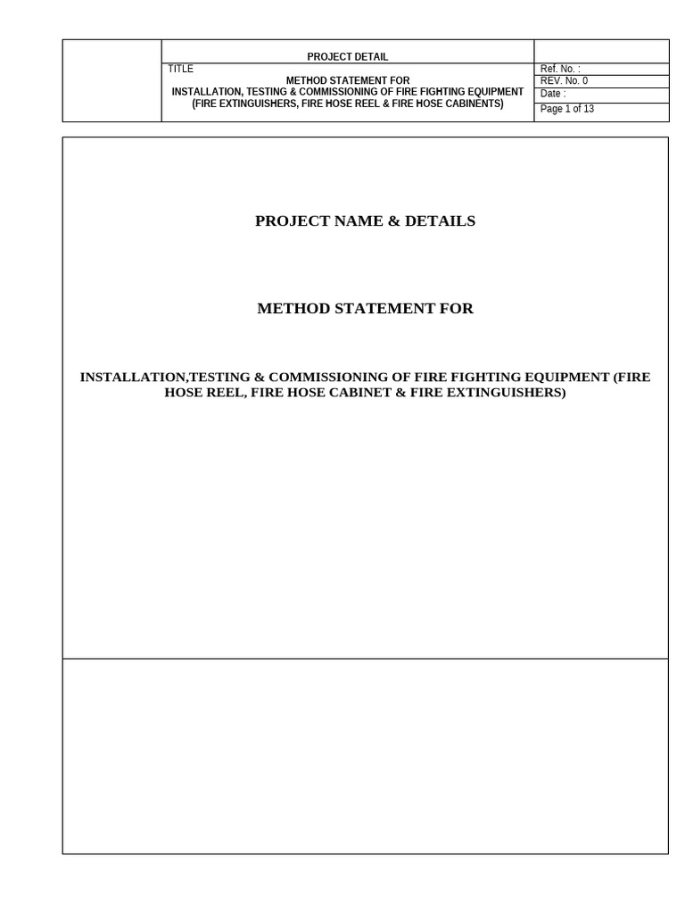 Method Statement For Installation Testing And Commissioning Ff Equipments