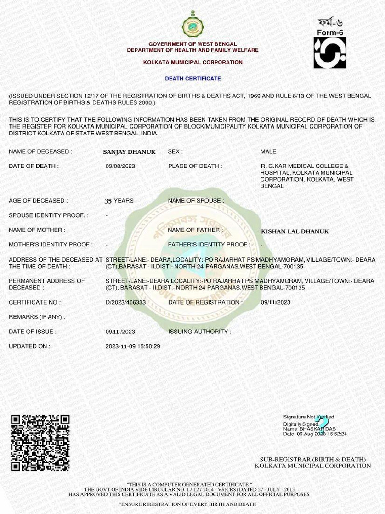 Death Certificate | PDF