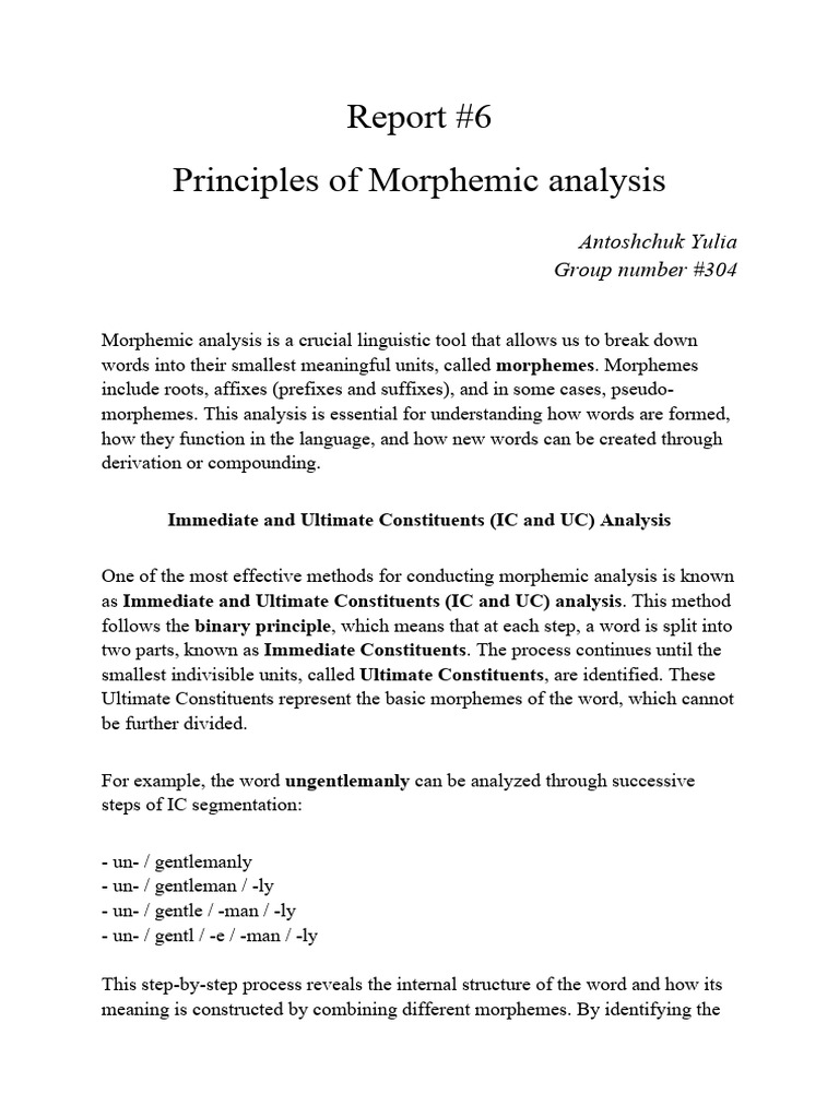 Principles of Morphemic Analysis. | PDF | Word | Morphology (Linguistics)