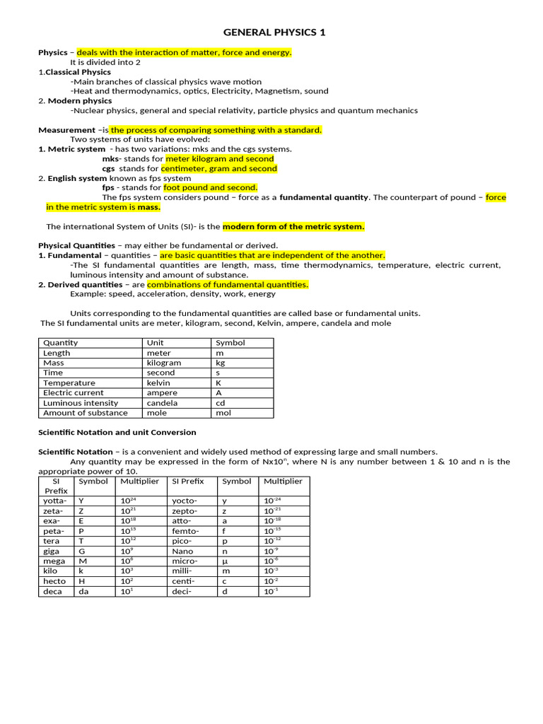 HAND OUTS Gen Physics 1 | PDF