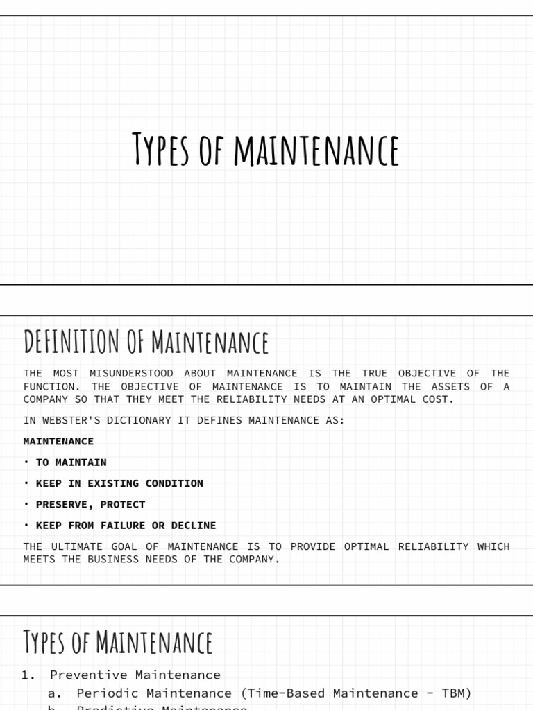 2 - Types of Maintenance | PDF | Reliability Engineering | Technology & Engineering