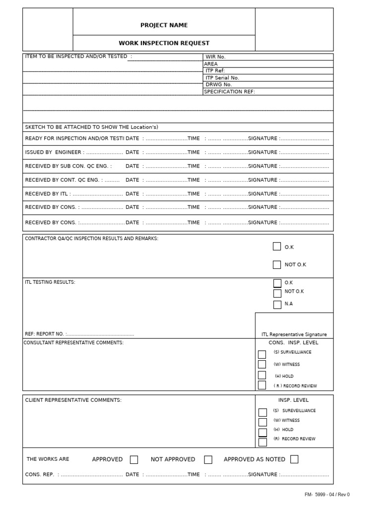 FM - 04 Inspection Test Request | PDF