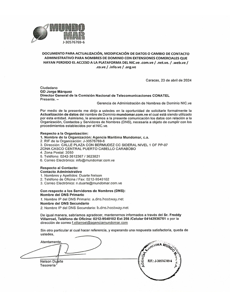 Carta Conatel Mundomar | PDF