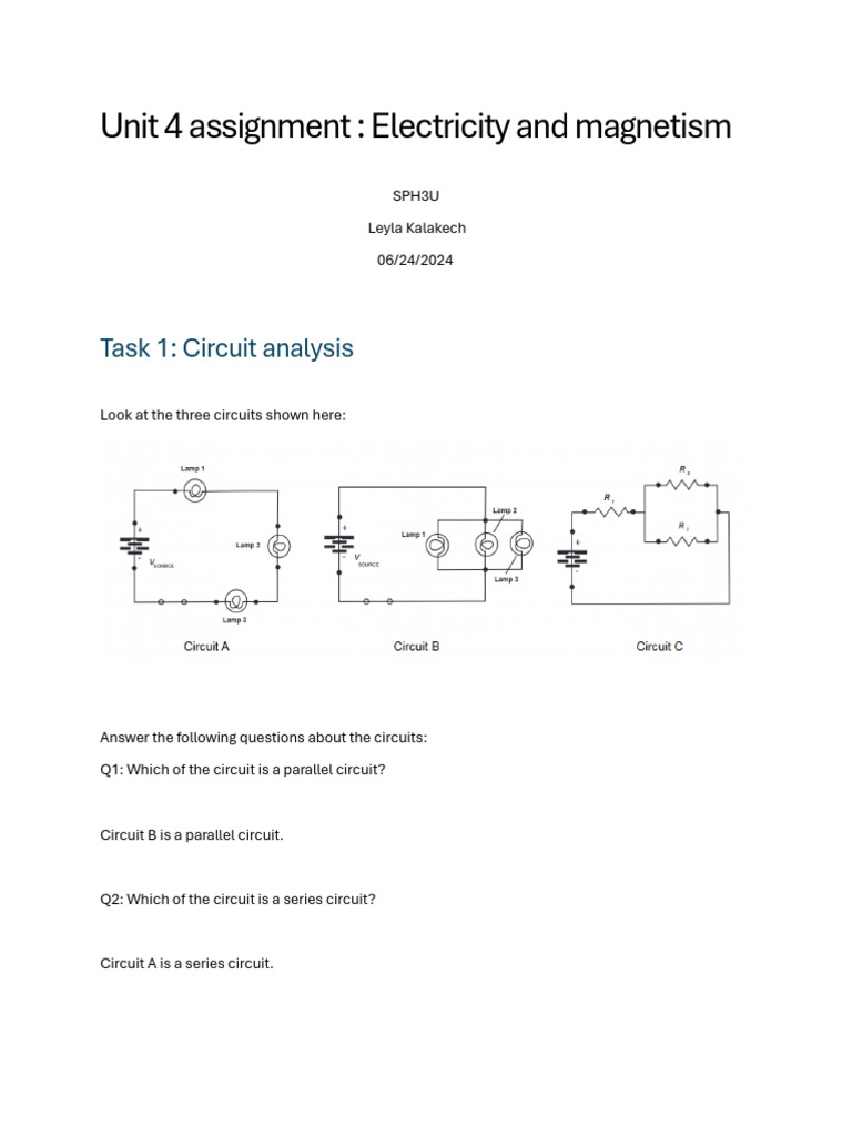 Unit 4 Assignment Leyla Kalakech | PDF | Transformer | Electric Power Transmission