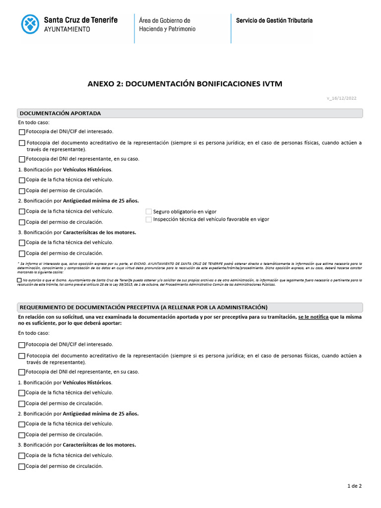 GT03 Anexo 2 Bonificaciones IVTM | PDF