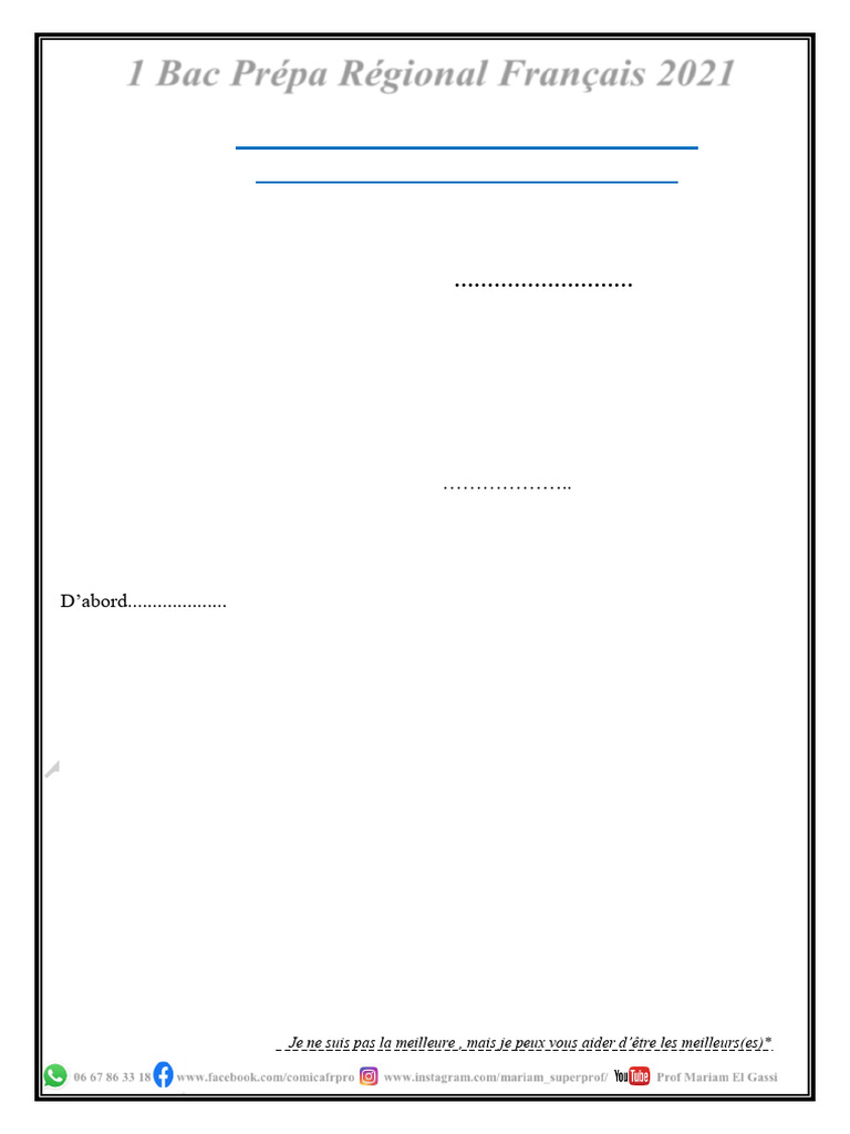 Le Plan Simple Prof Mariam | PDF