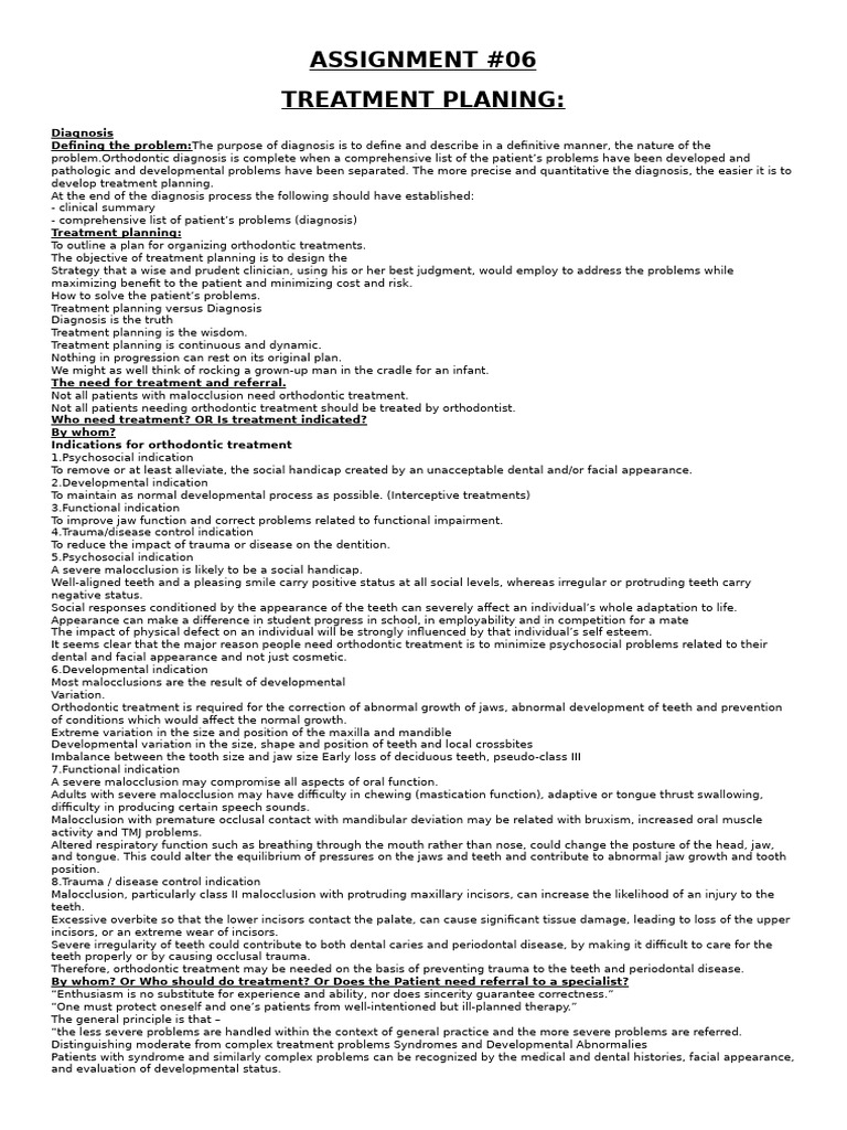 Orthodontic Treatment Planning Guide | PDF | Orthodontics | Periodontology
