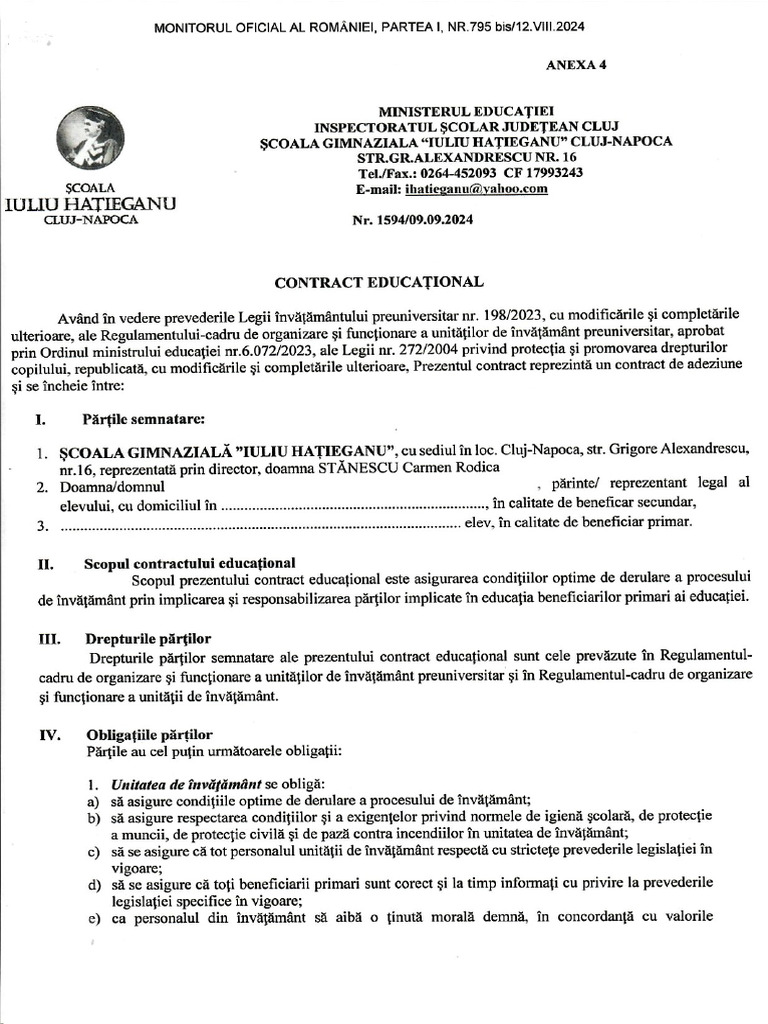 Contract Educațional | PDF