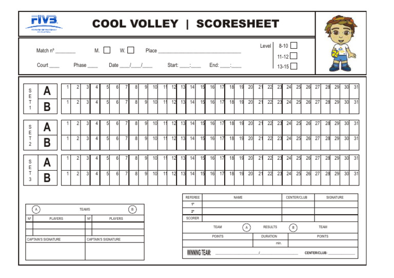 FIVB Cool Volley Scoresheet | PDF